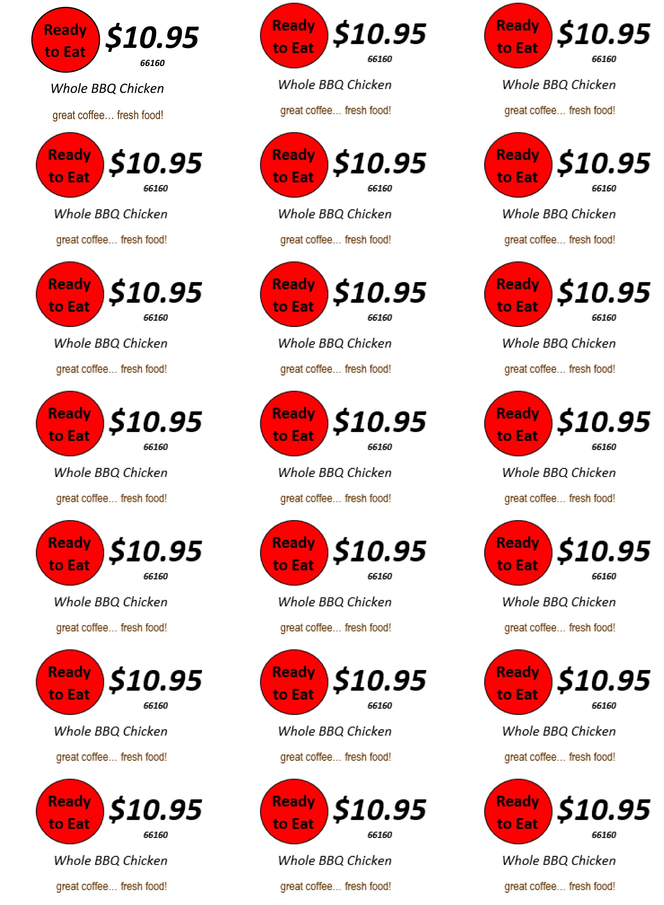 Freedom Labels Ready To Eat Whole BBQ Chicken 66160 - KC Supplies