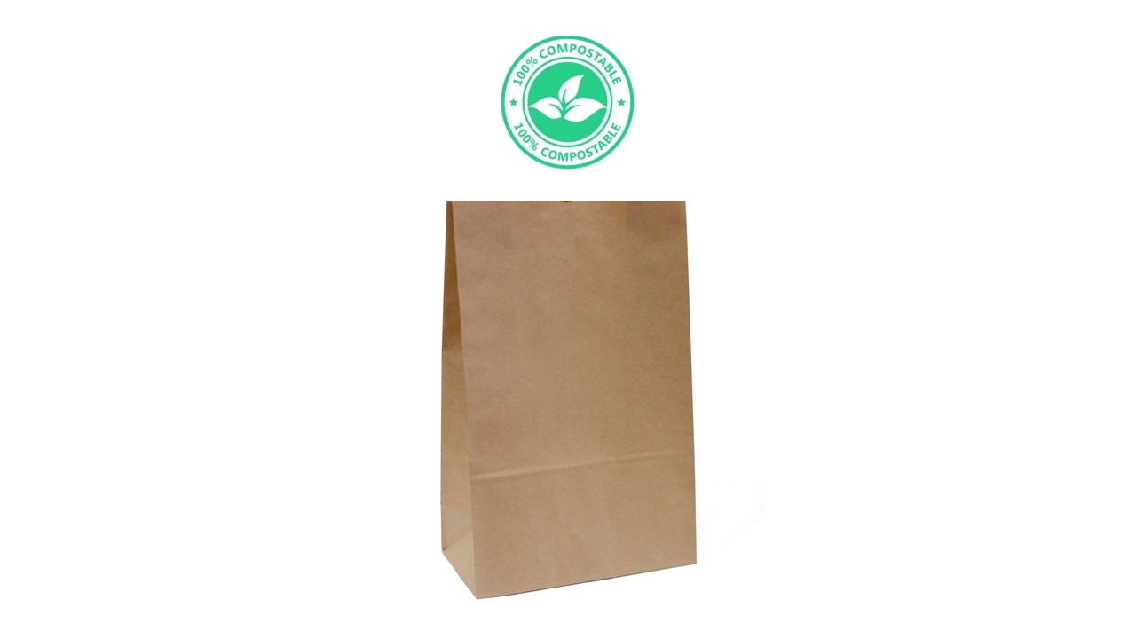 Paper Checkout Bag #16 Brown 390x240x120mm - KC Supplies