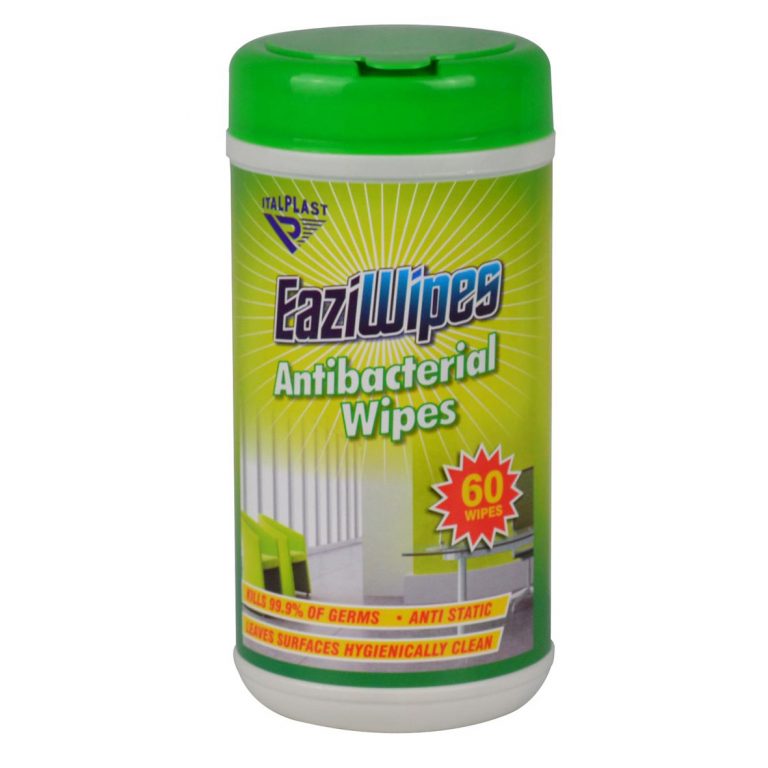 Antibacterial Disposable Eaziwipes Tub 60 wipes - KC Supplies