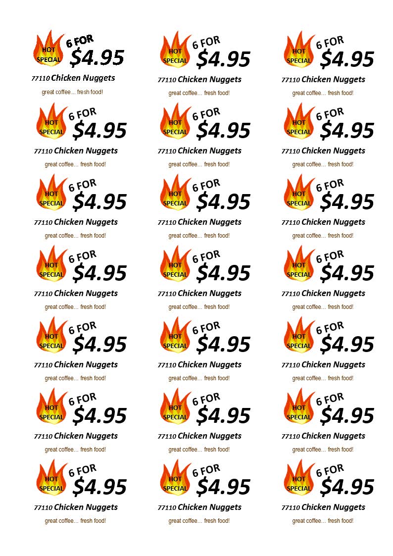 Freedom Labels Chicken Nuggets 77110 - KC Supplies